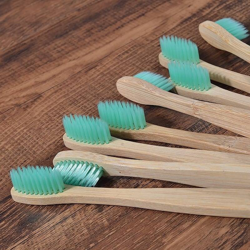 Colorful Bristle Bamboo Toothbrushes 10 Pcs Set - Nature Eco Shop