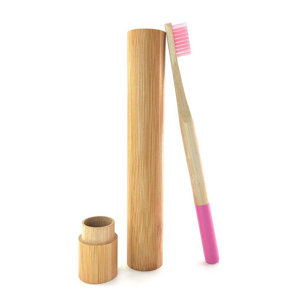 Bamboo Toothbrush + Bamboo Tube for Travel - Nature Eco Shop